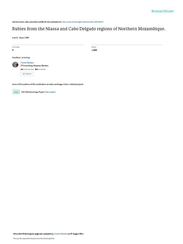 Rubies From The Niassa and Cabo Delgado Regions of Northern Mozambique ...