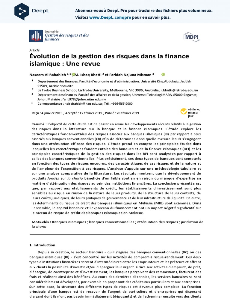 Gestion des risques en finance islamique | PDF | Banques | Risque