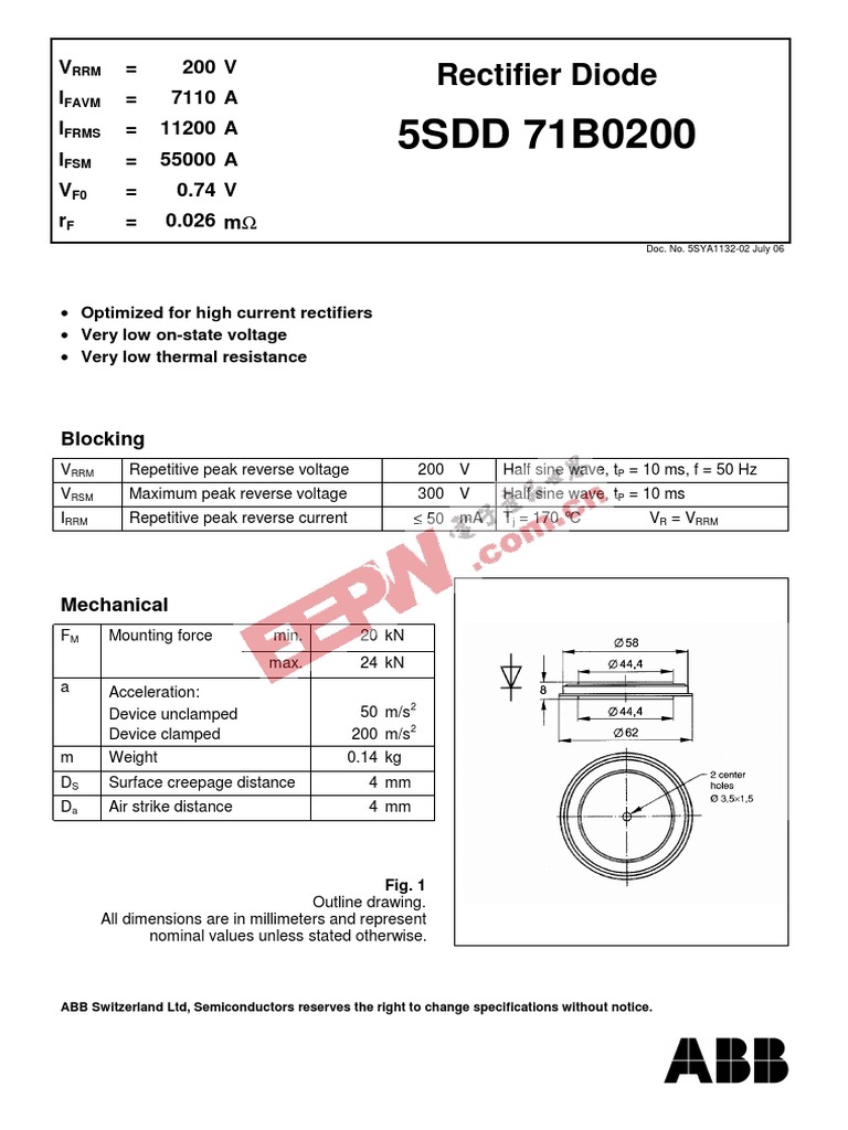 5SDD 71B0210 | PDF | Rectifier | Electronic Engineering