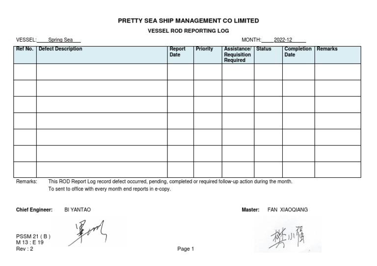 Vessel Defect Log Summary | PDF