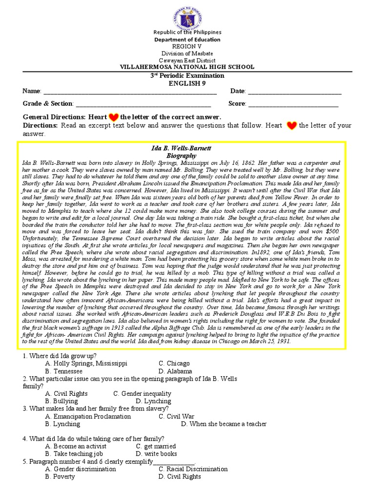 3rd GRADING PERIOD IN ENGLISH | PDF | Emancipation Proclamation