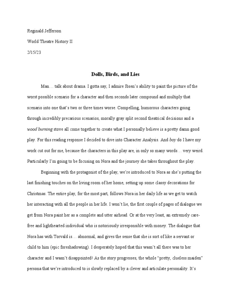 Doll House Reading Response | PDF | A Doll's House