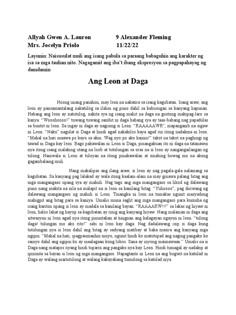 Ang Leon at Daga | PDF