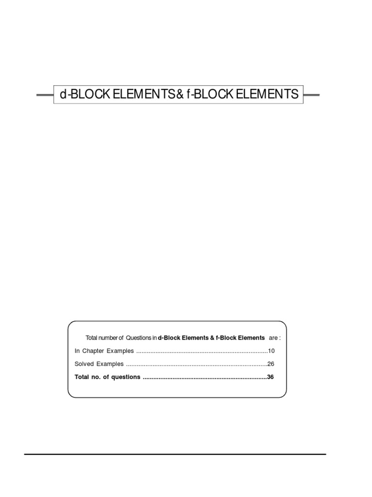 D-Block Elements & F-Block Elements - Theory, Solved Ex. Module-3-2 | PDF | Transition Metals ...