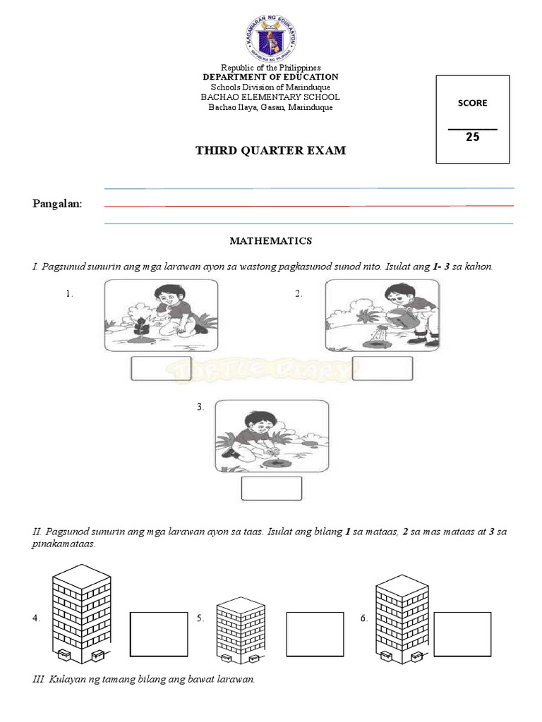 Third Quarter Exam - 25: Pangalan | PDF