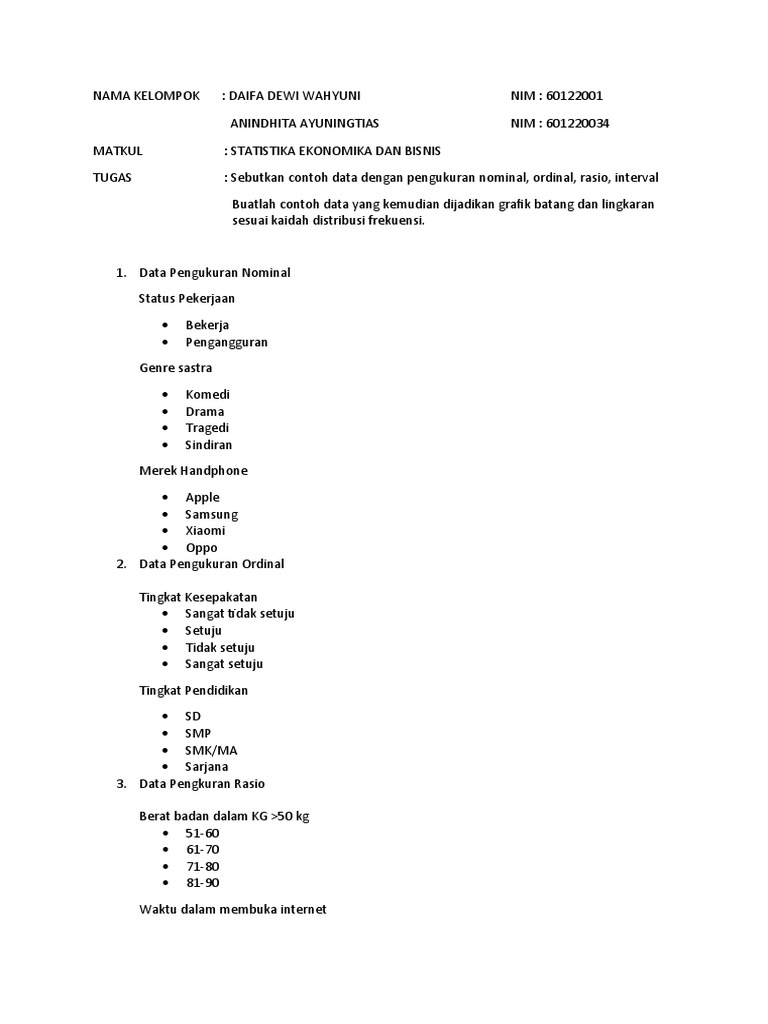Statistika Tugas Data Ordinal Nominal Rasio Interval | PDF