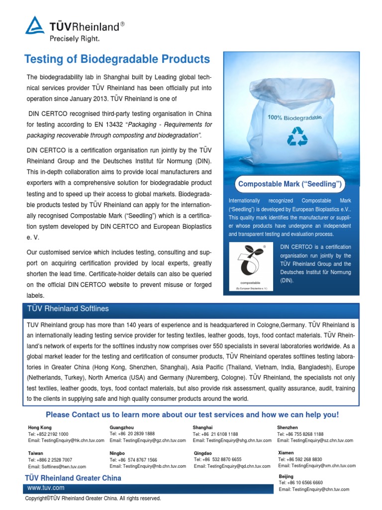 Tuv Rheinland Biodegradability Testing of Products en | PDF