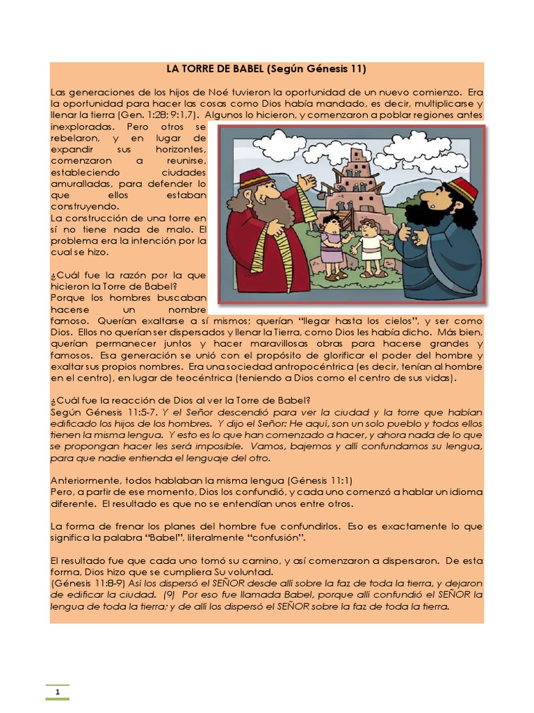 LA TORRE DE BABEL (Según Génesis 11) | PDF | Libro del Génesis