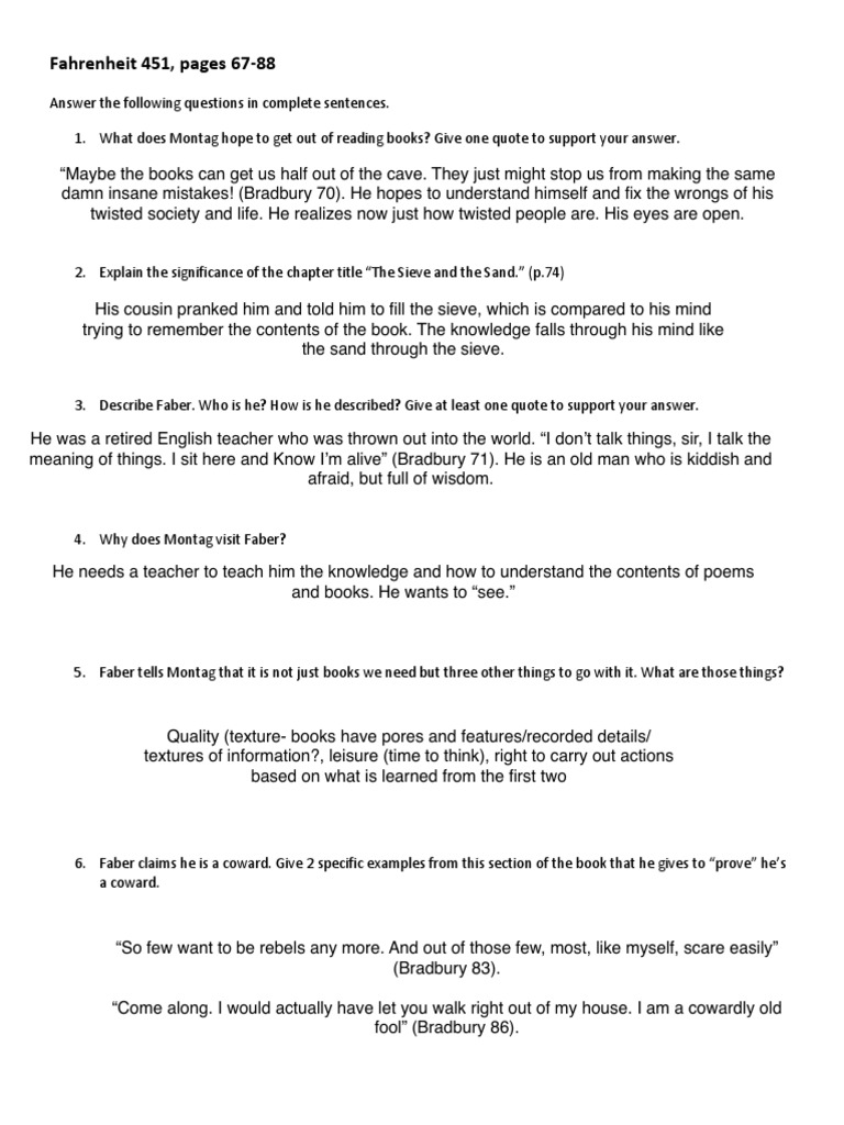 Faber's Lessons for Montag in Fahrenheit 451 | PDF
