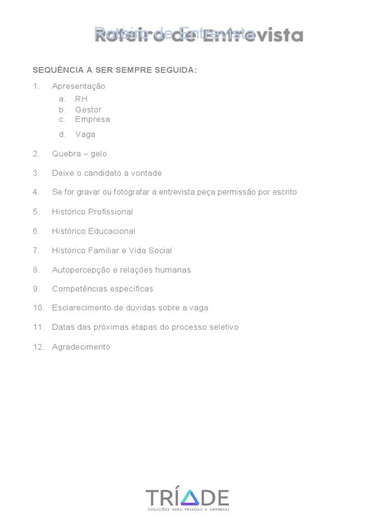 Roteiro de Entrevista (1) | PDF | Entrevista | Liderança