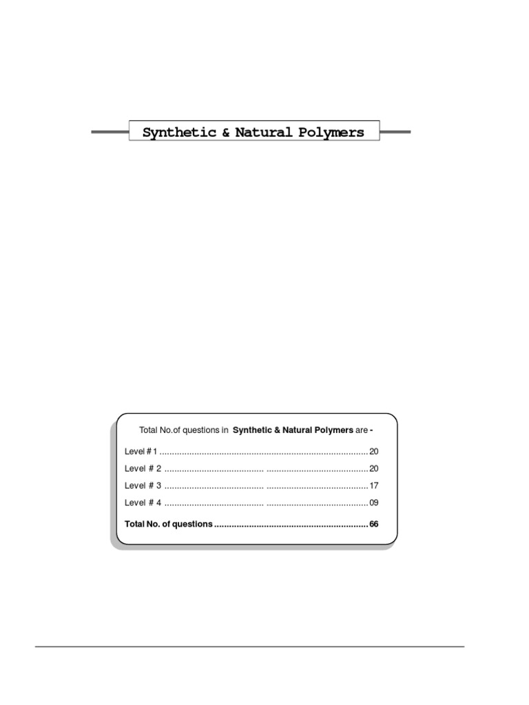 Synthetic & Natural Polymers (Exercise) Module-6-3 | PDF | Polymers ...