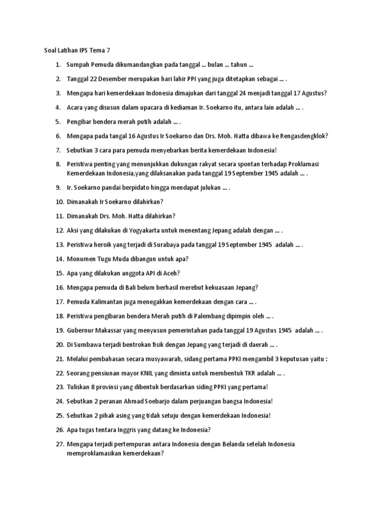Soal Latihan IPS Tema 7 Upload Teams | PDF