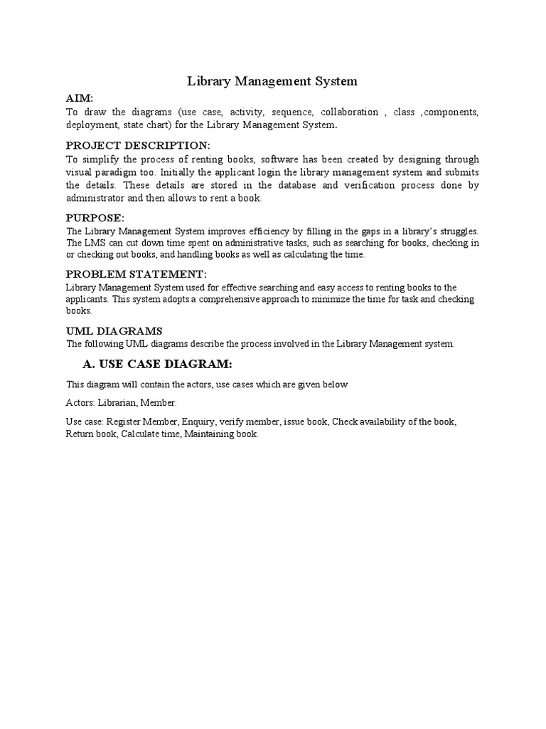 Library Management System: A. Use Case Diagram | PDF | Use Case | Libraries