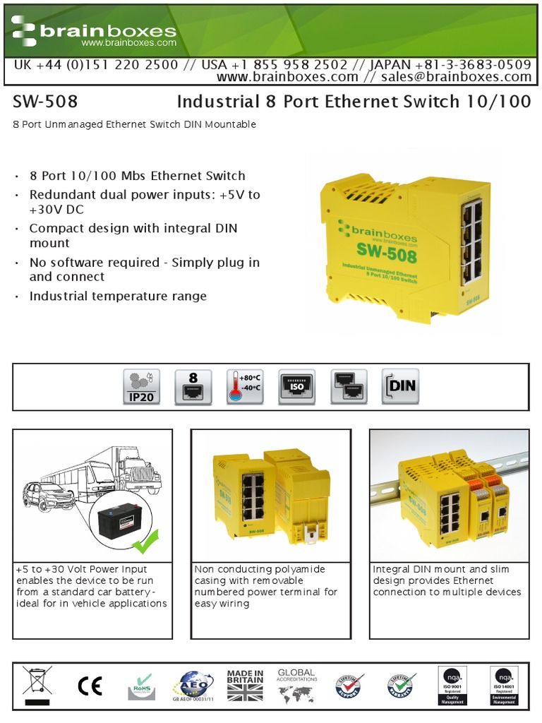 Swich Eth SW-508-EN | PDF | Manufactured Goods | Electronics