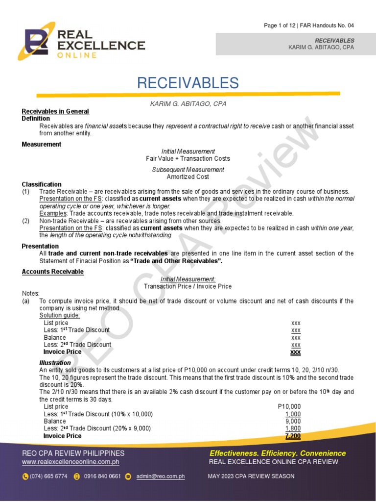 04 Receivables | PDF | Factoring (Finance) | Loans
