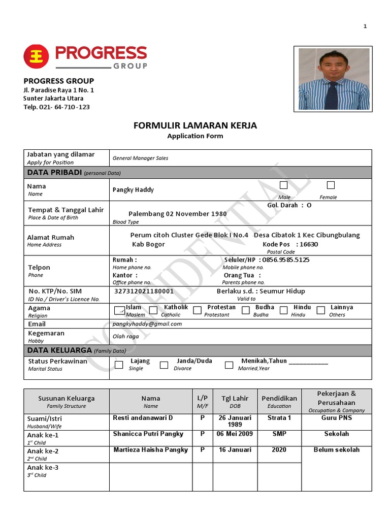 Formulir Lamaran Kerja | PDF