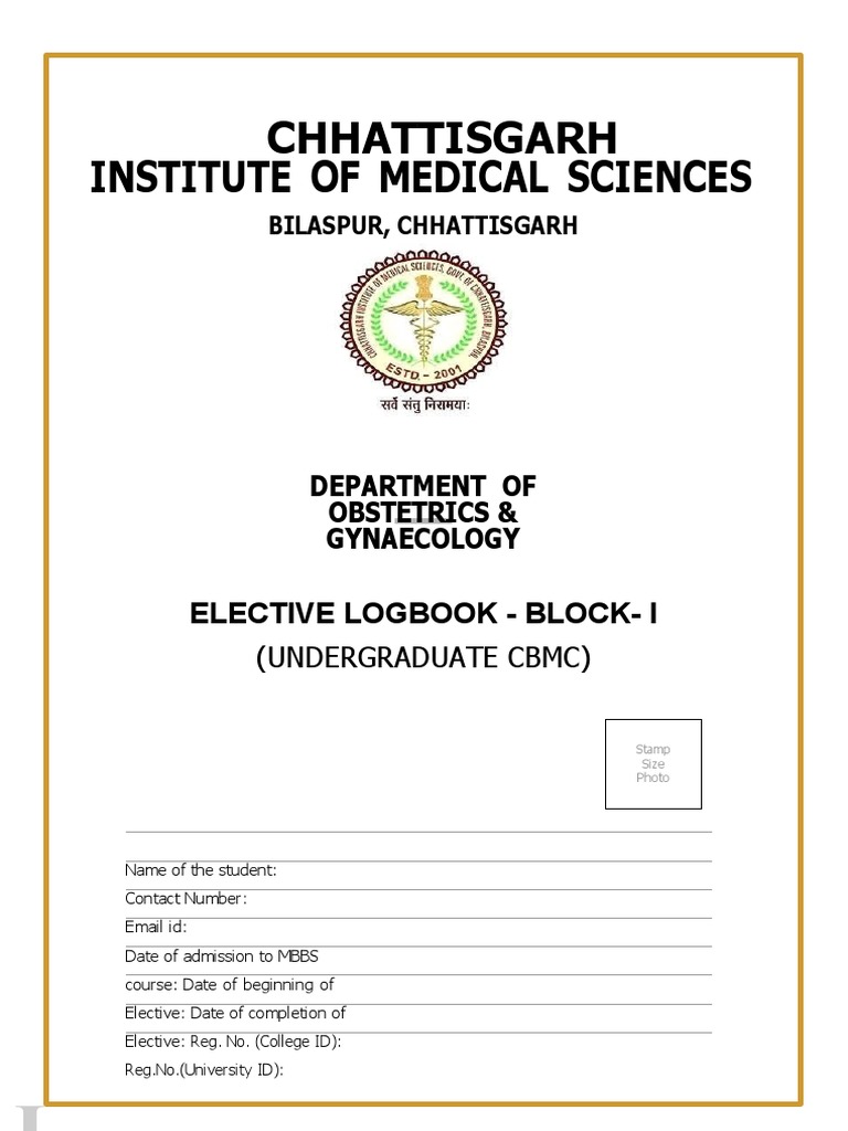 CIMS Bilaspur Elective Logbook for Obstetrics & Gynaecology | PDF | Abortion | Health Care
