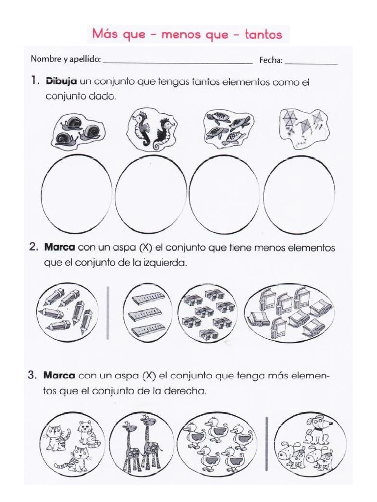 Ficha Menos Que Mas Que Tantos Como 1 | PDF