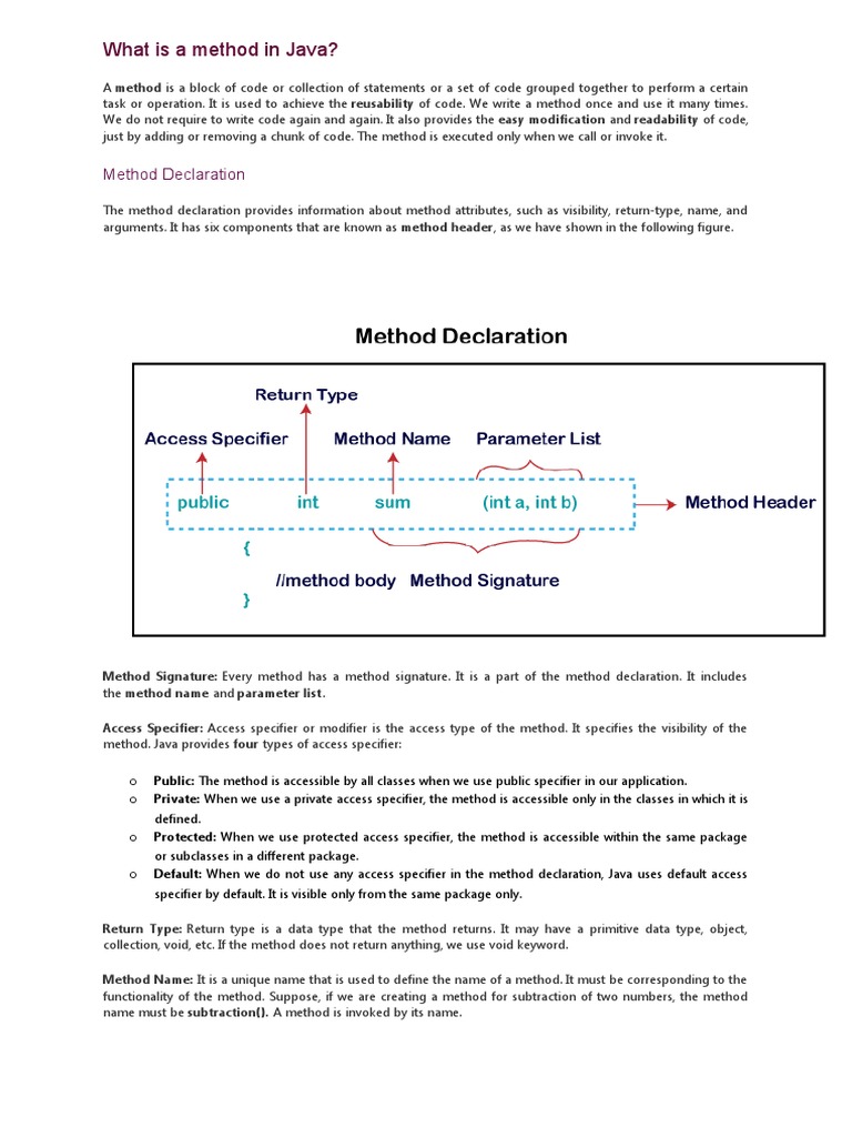 What Is A Method in Java | PDF | Method (Computer Programming) | Class (Computer Programming)