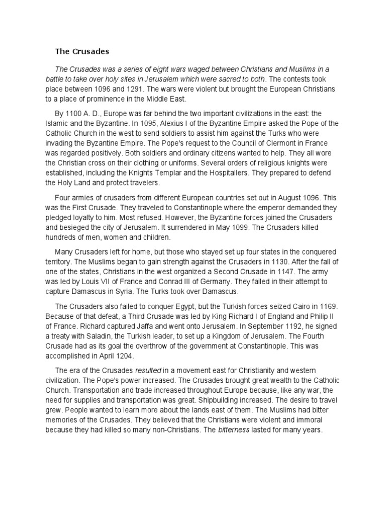 The Crusades | PDF | Crusades | Byzantine Empire
