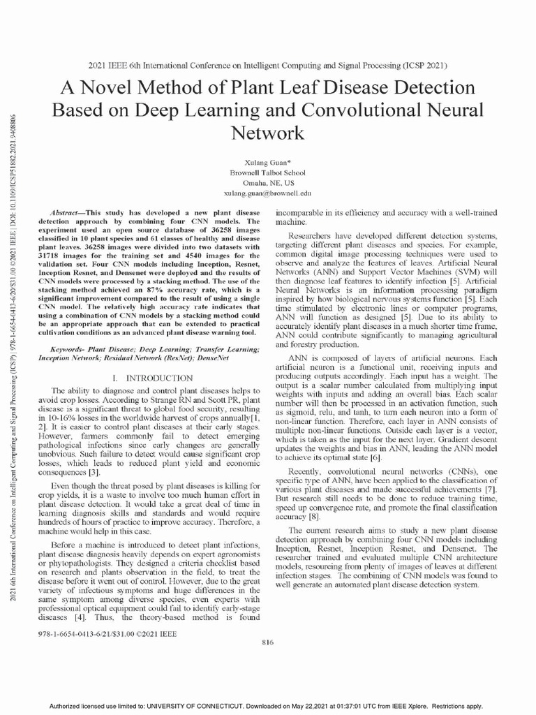 A Novel Method of Plant Leaf Disease Detection Based On Deep Learning and Convolutional Neural ...