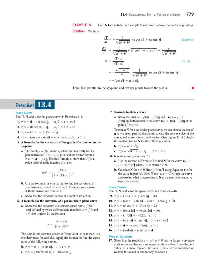 Exercises-13 4 | PDF | Curvature | Acceleration