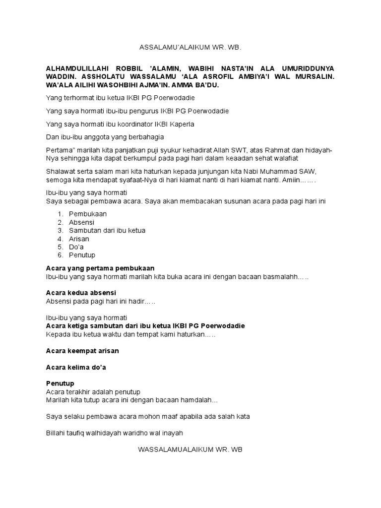 susunan acara pertemuan rutin | PDF