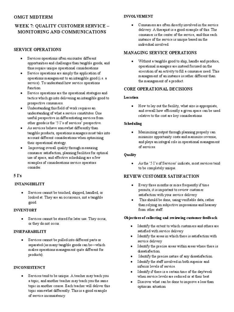 Omgt Midterm Reviewer | PDF | Marketing | Customer