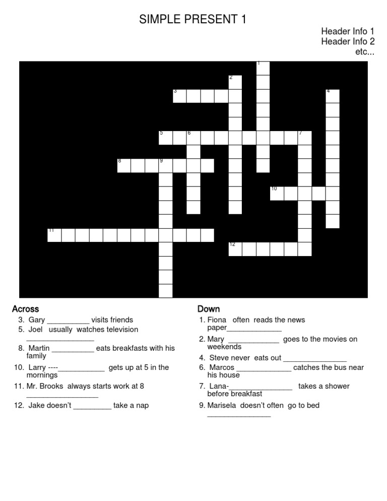 TASK Simple Present Puzzle Lesson 4 | PDF