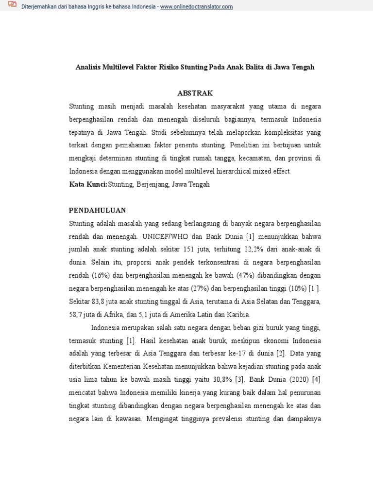 Analisis Multilevel Faktor Risiko Stunting Pada Anak Balita Di Jawa ... Analisis Multilevel Faktor Risiko Stunting Pada Anak Balita Di Jawa ...