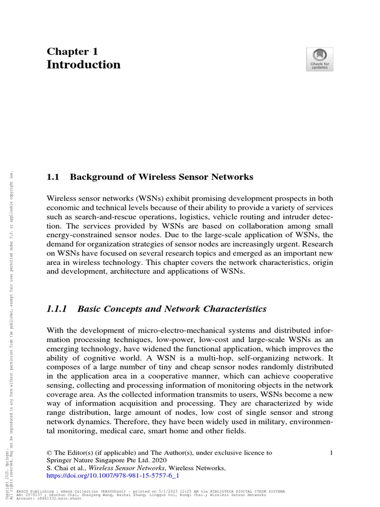 Senchun Chai Zhao 2020 Chapter 1 Introduction Wireless Sensor Network | PDF | Wireless Sensor ...