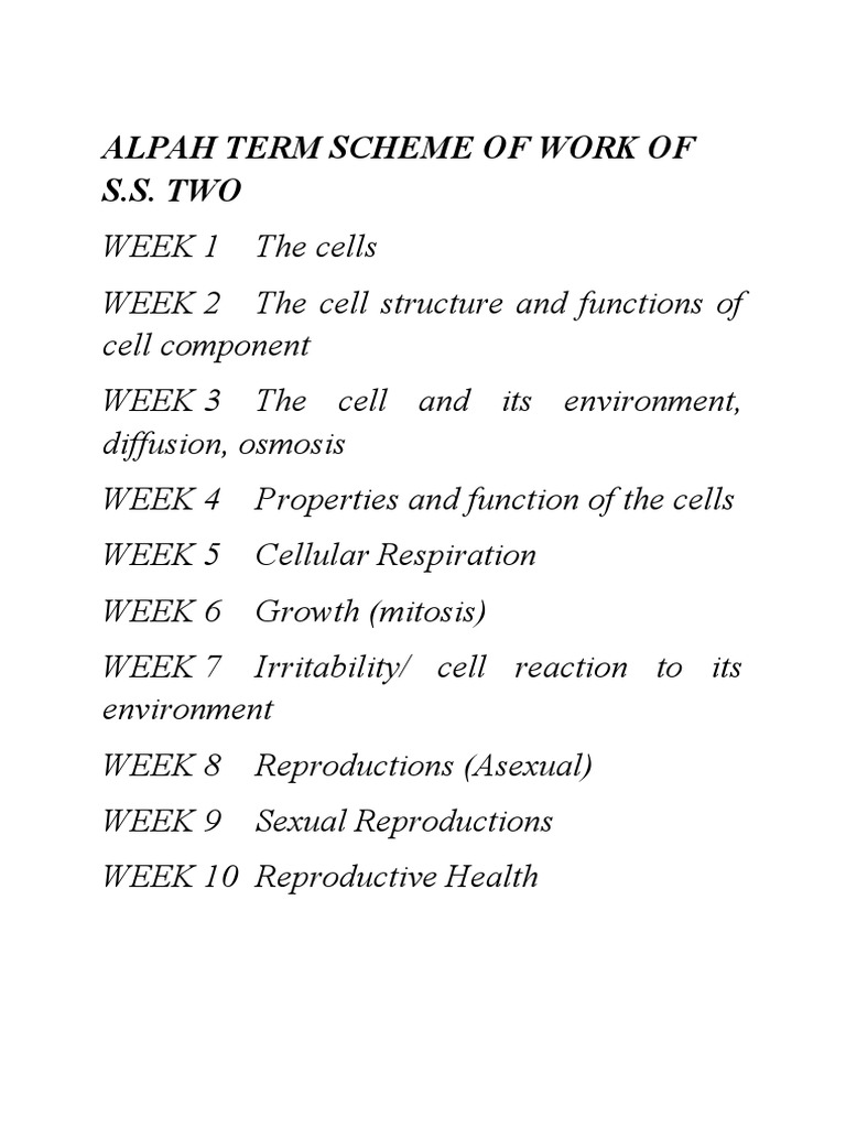 Alpah Term ss2 Biology e - Note | PDF | Cellular Respiration | Osmosis
