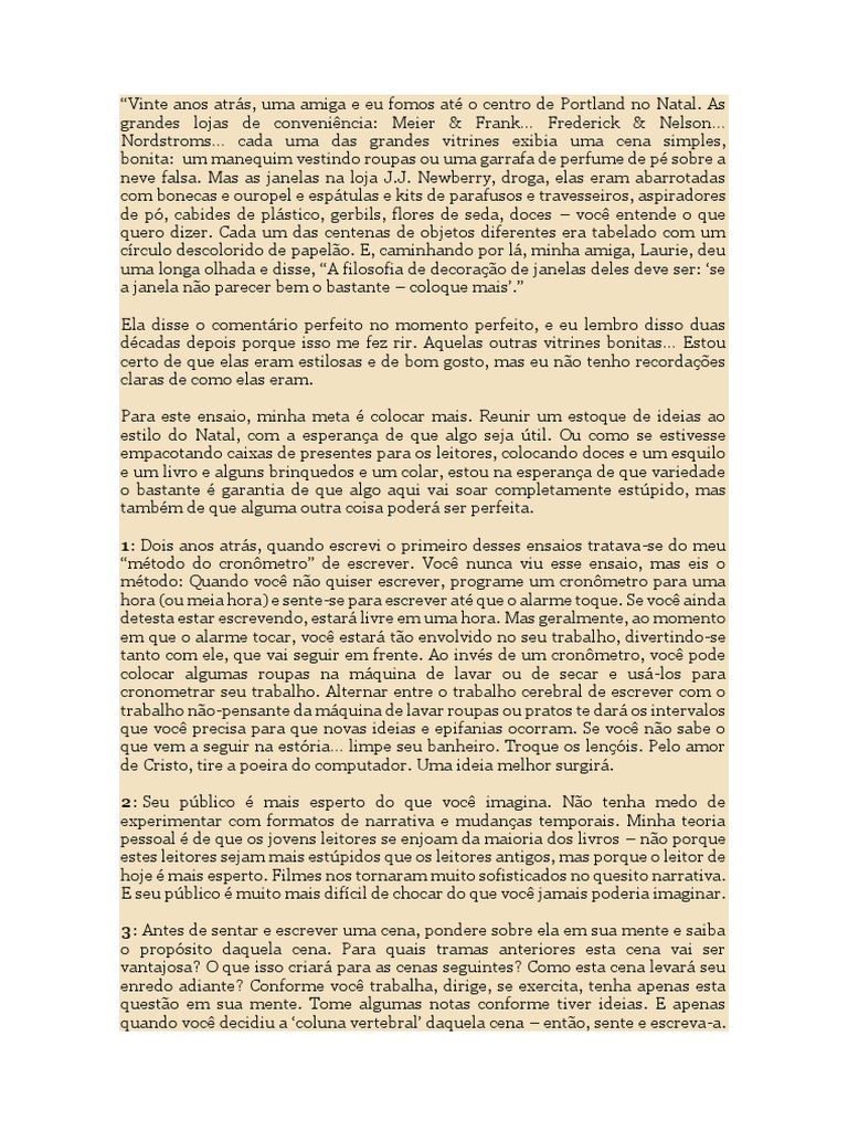 Chuck Palahniuk - Dicas de Escrita | PDF | Narrativa | Autor