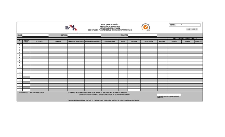 Nuevo Formulario Pase Permanente - 0 1 | PDF