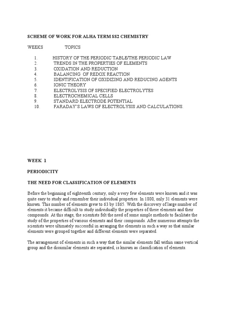 Chemistry SS2 Edited | PDF | Ion | Periodic Table