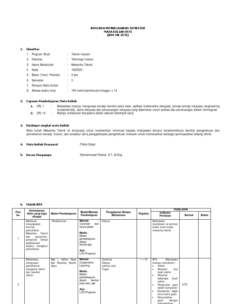 RPS Mekanika Teknik | PDF