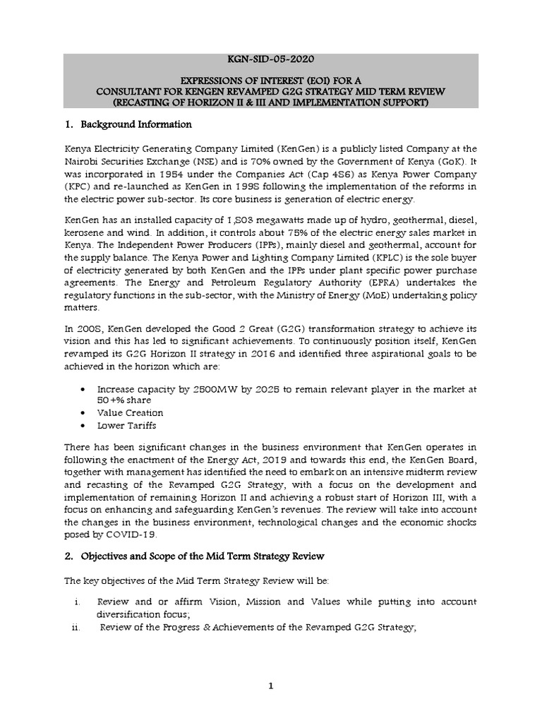 KenGen G2G Strategy Midterm Review EOI | PDF | Economies | Business