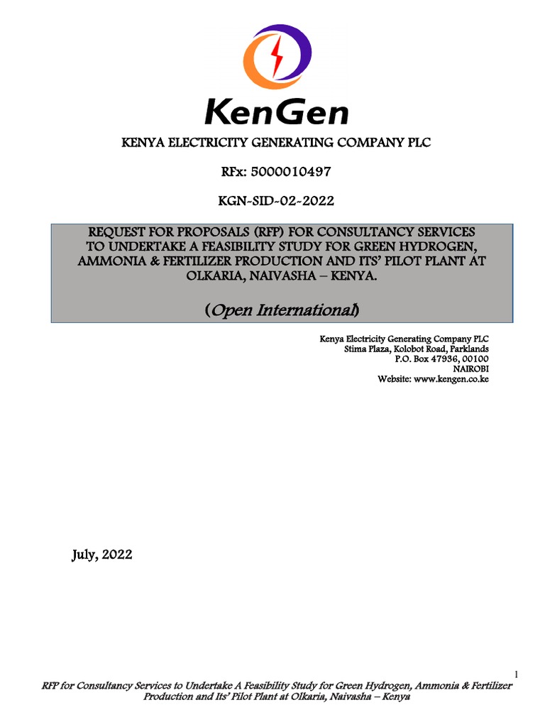Consultancy Services - Feasibility Study For Green Hydrogen, Ammonia ...
