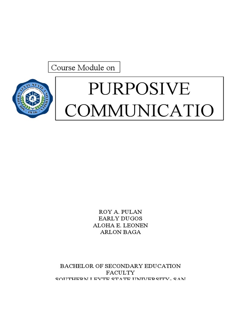 Module 1 Module-On-Purposive-Communication | PDF | Communication | Nonverbal Communication