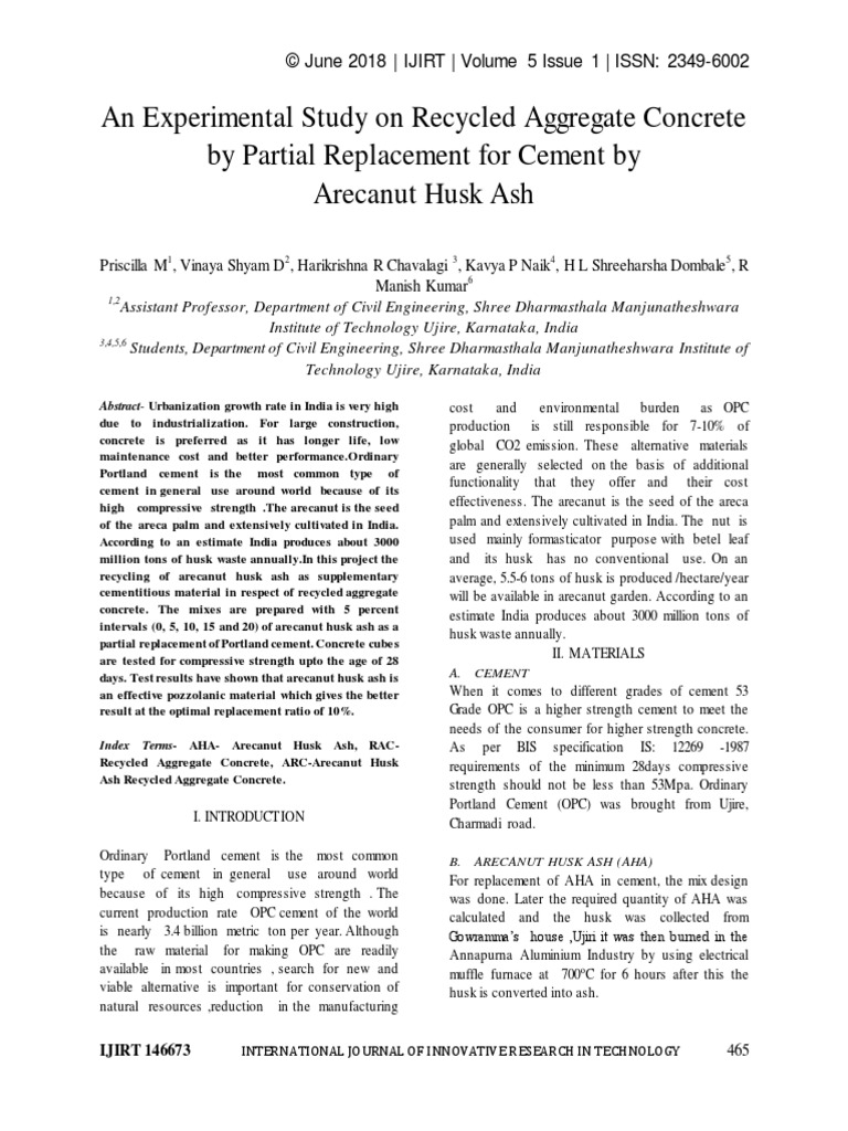 An Experimental Study On Recycled Aggregate Concrete by Partial ...