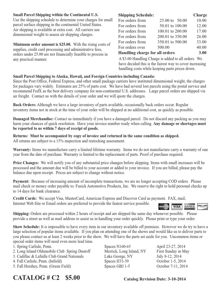 CATALOG # C2 $5.00: Shipping Schedule: Charge | Download Free PDF ...
