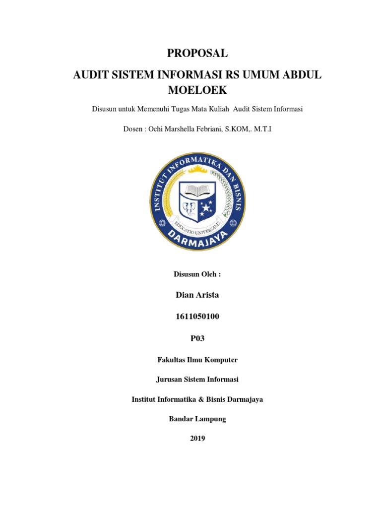 Proposal Audit RS Abdul Moeloek | PDF