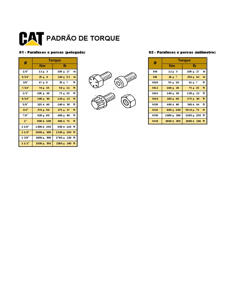 Tabela de Torque - CAT | PDF