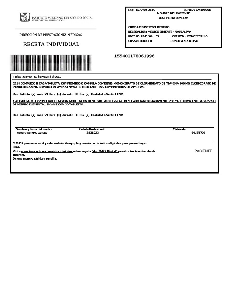 Receta IMSS Editable | PDF