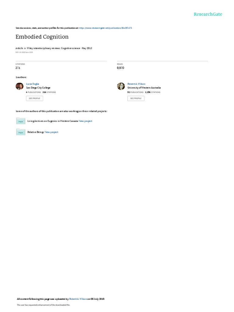 Emb Cog WIRES | PDF | Embodied Cognition | Cognitive Science