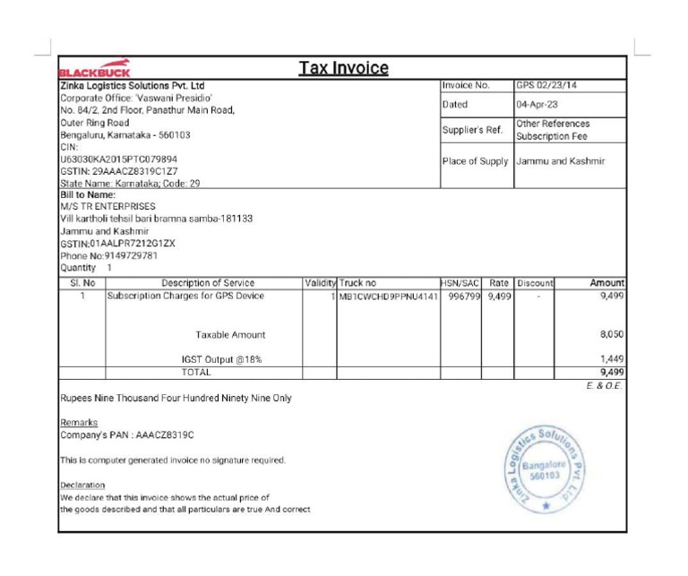 Invoice MB1 CWC | PDF
