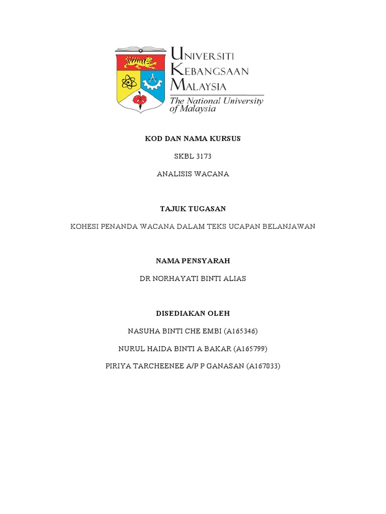 SKBL 3173 Analisis Wacana: Kod Dan Nama Kursus | PDF