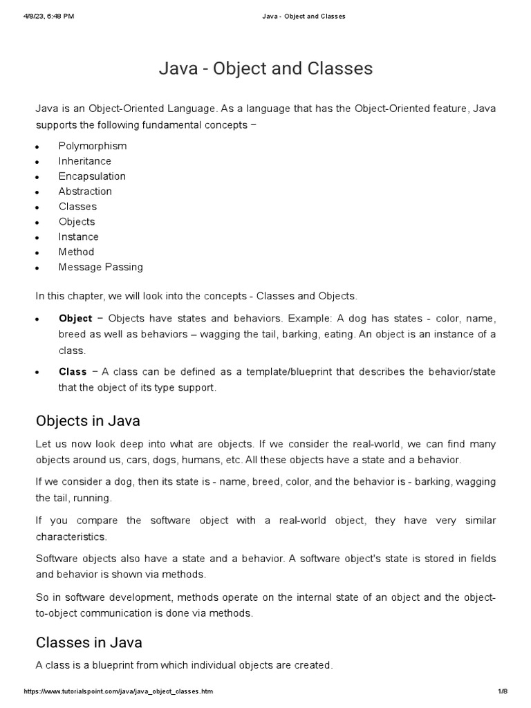 Java Key Concepts Of Objects And Classes Pdf Programming Constructor Object Oriented 9876