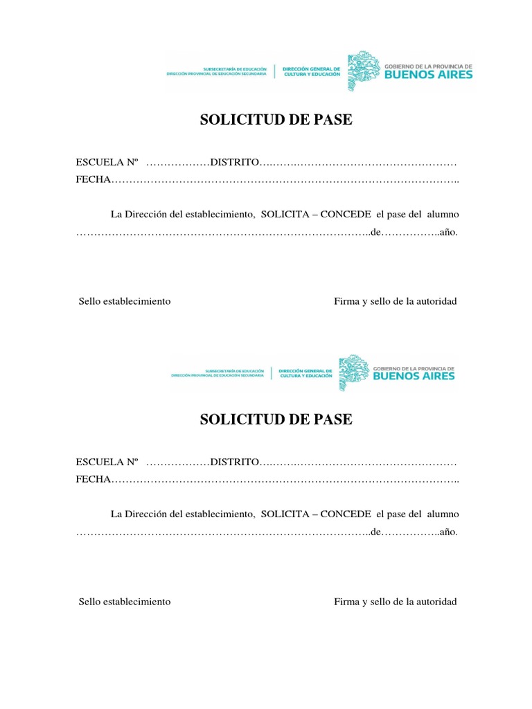 Solicitud de Pase Escolar Oficial | PDF