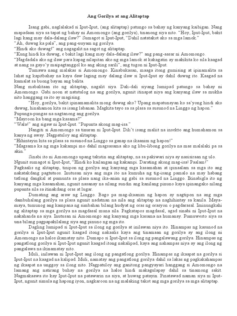 Ang Gorilya at Ang Alitaptap | PDF